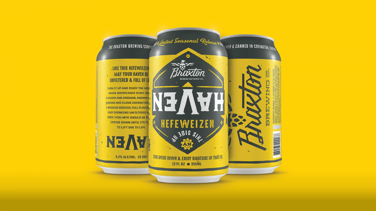 Braxton Brewing Releases Haven Hefeweizen in "Upside Down" Cans