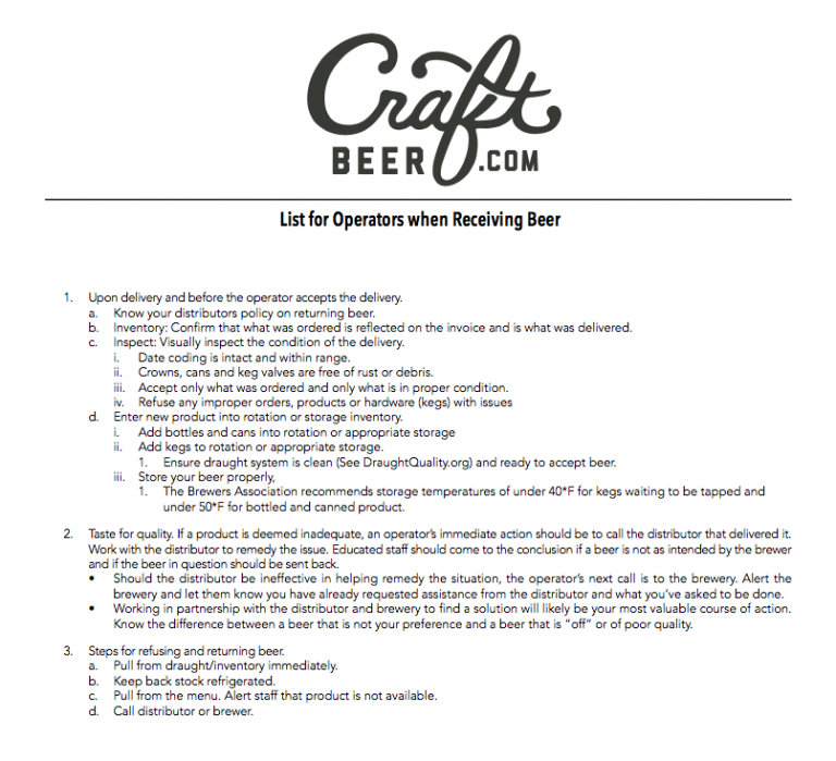 Operators Guide to Receiving Beer - CraftBeer.com